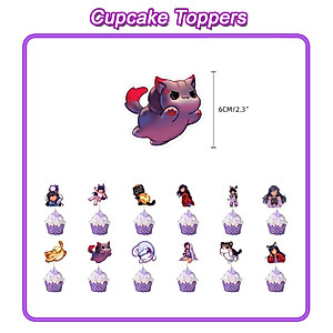 Aph-mau Birthday Party Supplies,83Pcs Aph-mau Cat Plush Theme Birthday Decorations Included Stickers Banner Balloons Cake Topper Cupcake Toppers and Background Party Favors Merch for Kids Girls Boys