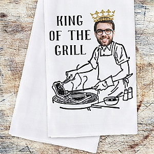 Personalized Kitchen Towel for BBQ Kings - Funny Kitchen Towels Set. 100% Pure Ringspun Cotton, Super Absorbent Kitchen Towels - Chef Design, Kitchen Décor