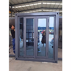 Prefabricated Modular Home with 2 Bedrooms, 1 Kitchen with Well furnished, 1 Bathroom with Exhaust Fan, 1 Living Room with Windows and Glass Doors, Sections