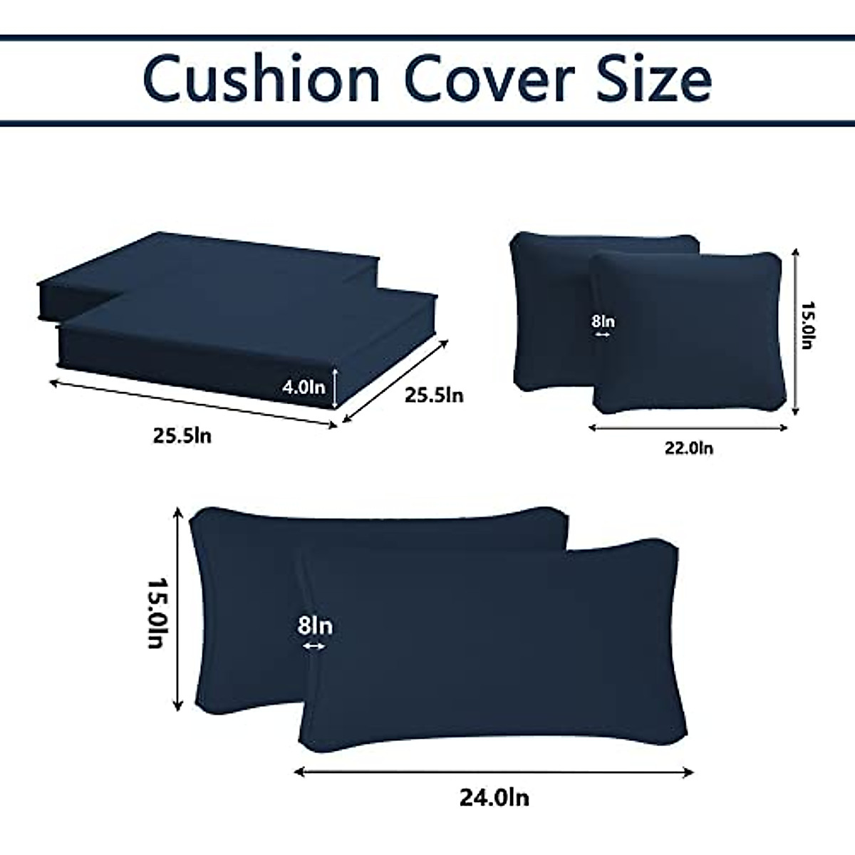 Kimunuk Outdoor Patio Cushion Cover Replacement, Outdoor Cushion Slipcovers for Outdoor Furniture Patio Sofa Couch Outside Zipper Design w/6 Seat Cushion Covers and 8 Backrest Pillow Covers