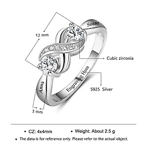 Tian Zhi Jiao Personalized Infinity Engagement Promise Rings for Her Custom 2 Simulated Birthstone Mothers Rings Engraved 2 Names Jewelry for Women (8)