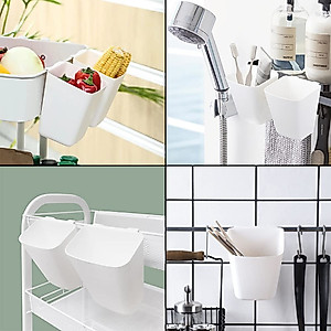 Vmiapxo 5 Pack Hanging Storage Containers, White Plastic, 4.5 x 4.5 x 5.12 inches, Hanging Bins, Cup Holder, Craft Supplies Organizer