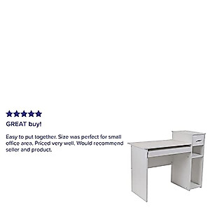 Flash Furniture Highland Park White Computer Desk with Shelves and Drawer