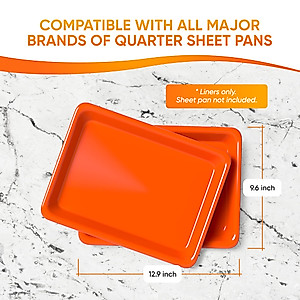 Fitted full coverage silicone pan liner - turn any quarter sheet pan a nonstick baking sheet (2 pack)