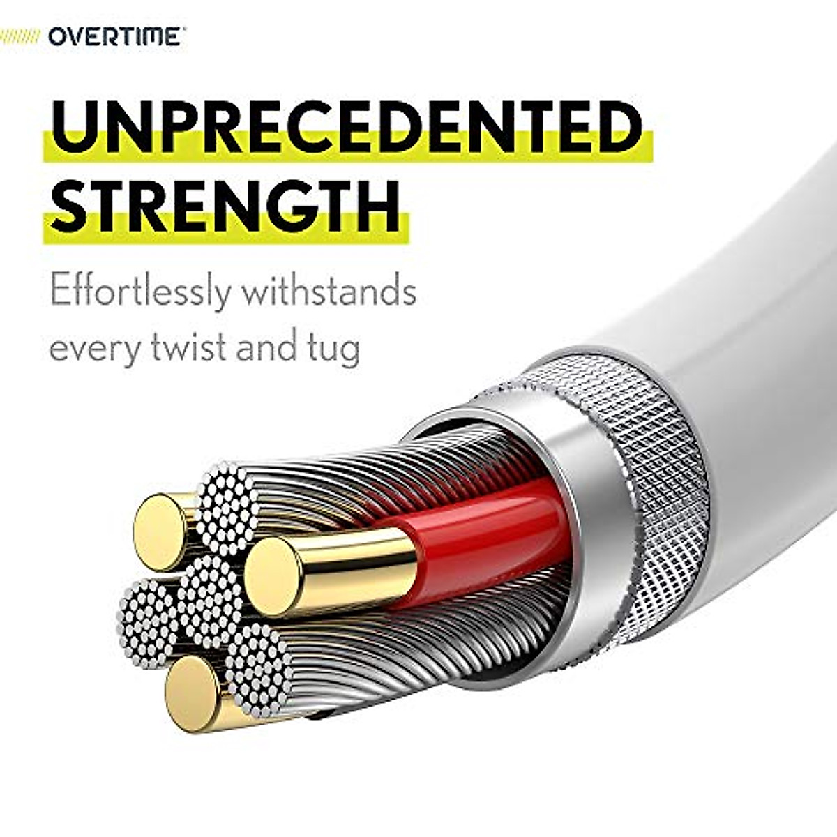 Overtime iPhone Charger Cable 6 Foot, Apple MFi Certified Lightning Cable 6ft USB Cord for iPhone 14/13/12/11/Pro/Max/Mini/SE/XR/XS/X/8/7/Plus/6/6S, iPad/iPad Air 2/Mini 4/3/2, White