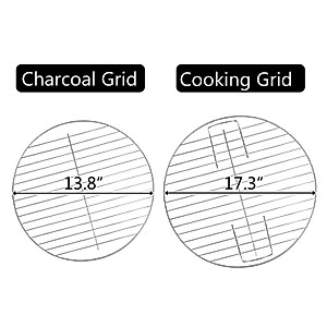 Outvita Charcoal Grill, 18 inch Stainless Steel BBQ Charcoal with Wheels and Storage Holder for Camping, Picnic, Barbecue, Party, Outdoor Activities