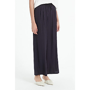 PACIBE Womens Cotton Linen Pants Summer Casual Drawstring High Waisted Palazzo Flowy Wide Leg Trousers with Pockets, XL Deep Blue
