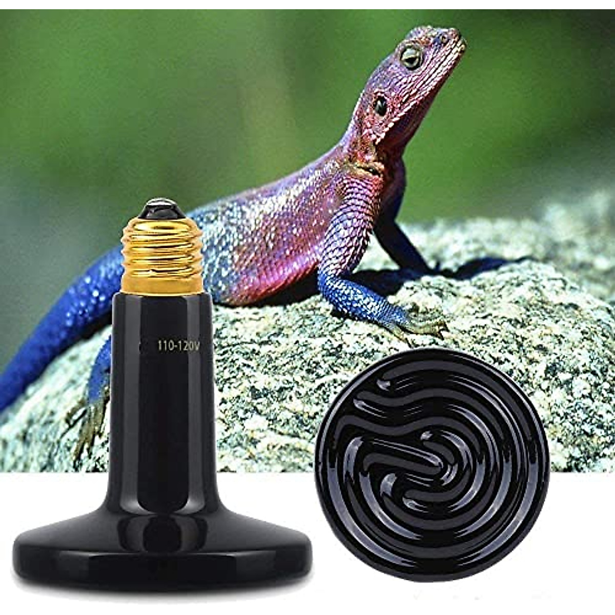 WUHOSTAM 2 Pack 100W Infrared Ceramic Heat Lamp, Black Reptile Heat Bulb No Light Emitter, Pet Heater for Aquarium and Terraium, Chicken Coop, Lizard, Turtle, Brooder, Snake, No Harm, ETL Listed