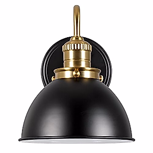 Design House 588293-BGD Savannah Farmhouse 1-Light Indoor Dimmable Wall Light Matte Black Metal Shade for Hallway Foyer Kitchen, Matte Black and Satin Gold