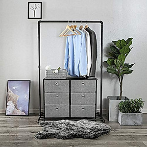 SONGMICS Narrow Dresser with 4 Fabric Drawers Vertical Slim Storage Tower Unit, 31.5", Gray