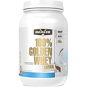 Maxler 100% Golden Whey Protein Powder - Natural Clean Whey Formula for Pre & Post Workout - Low Sugar & Low Carb Protein Powder - GMO, Gluten Free, Naturally Sweetened - Coconut Protein Powder 2 lb