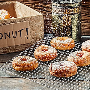 Cooling Rack Set of 2, E-far 1/2 Sheet Baking Racks for Oven Cooking Roasting Grilling, Stainless Steel 16.6” x 11.6” Wire Rack for Cookie Cake Bacon Meat Resting, Non-toxic Metal & Dishwasher Safe