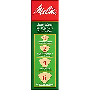 Melitta 4 Cone Coffee Filters, Unbleached Natural Brown, 100 Total Filters Count - Packaging May Vary