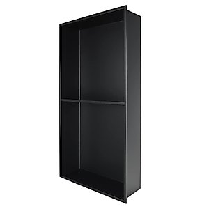 Shower Niche 24" X 12" Black, Stainless Steel Wall Niche Double Shelves Recessed Shower Shelf for Bathroom Storage, No Tile Needed Over Mount Installation