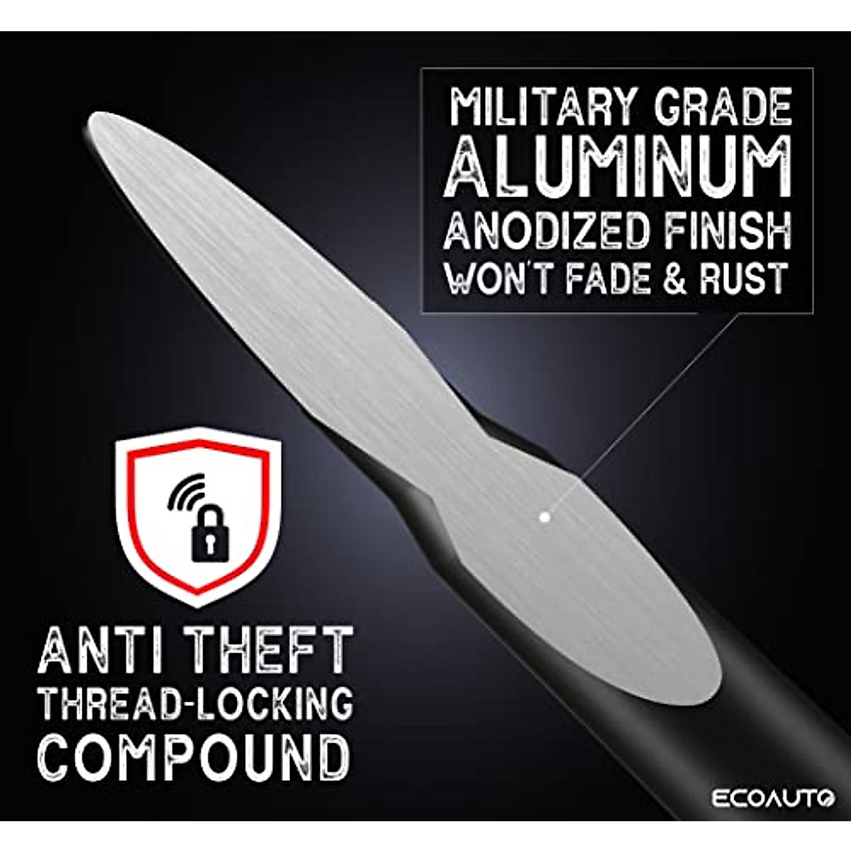 EcoAuto Bullet Antenna Replacement for Dodge RAM & Ford F150 F250 F350 Super Duty Ford Raptor Bronco Trucks - Anti-Theft Design - Short Replacement Antenna 1990 - Current (Matte Black)