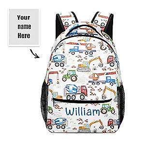 Eiis Construction Tractor Excavator Personalized School Backpack for Kid-Boy /Girl Primary Daypack Travel Bookbag, P22889, One Size