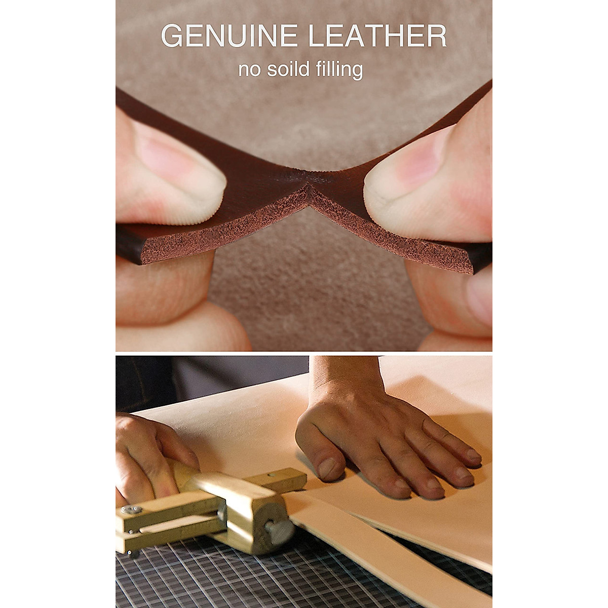 CHAOREN Black Leather Belt - 38mm Double Prong, Handmade and Durable