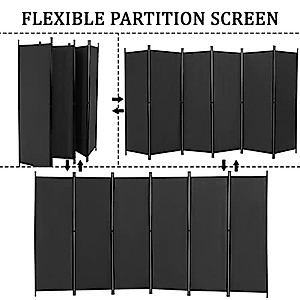 6-Panel Outdoor/Indoor Room Divider,Privacy Furniture Indoor Bedroom (Black)