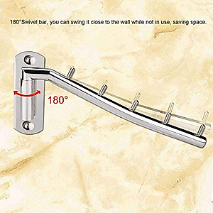 Fdit 15" Folding Wall Mounted Clothes Hanger Rack Stainless Steel Swing Arm Wall Mount Clothes Rack 180°Swivel Bar Wall Clothes Hanger
