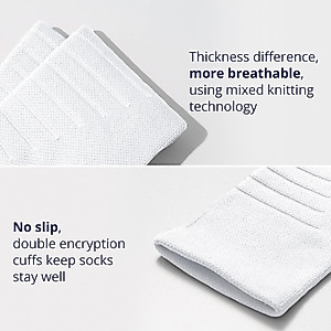 AKASO 2 Pairs Ultralight Running Socks, Crew Coolmax Cotton Athletic Sport Quarter Hiking & Running Socks for Men & Women(White L)