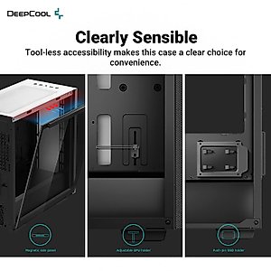 DeepCool MACUBE 110 WH Micro ATX Case with Full-Size Magnetic Tempered Glass Removable HDD Cage and Built-in Graphics Card Holder - White