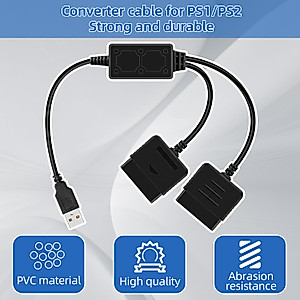 OSTENT Dual USB Adapter Converter Cable Cord for Sony PlayStation 1/2 PS One PSX Wired Controller Gamepad Joystick to PC Laptop