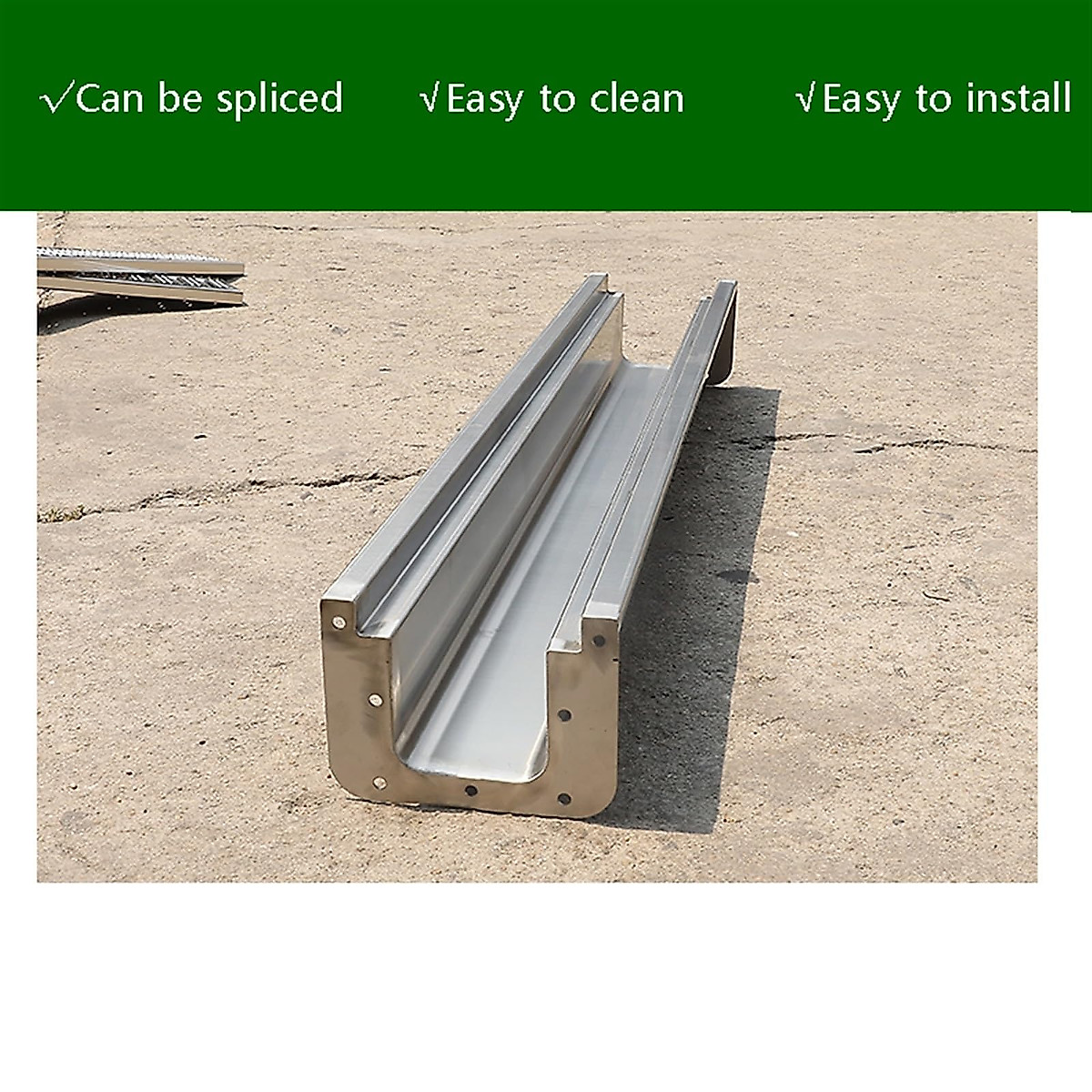 304 Stainless Steel Channel Drain, U - Shaped Channel Drain Heavy Duty Trench Drain for Outdoor Garage Yard Indoor Hotel Kitchen Bathroom(116x20x15cm/46x6x6in)