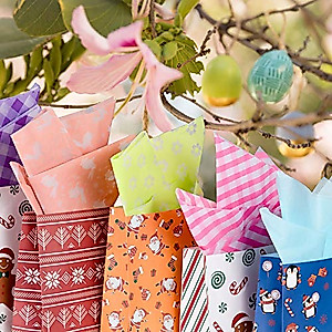 Whaline Easter Tissue Paper 90 Sheet Colorful Gift Wrapping Paper Sheet Pastel Rabbit Bunny Flower Plaid Wrapping Paper Spring Holiday Art Tissue for Easter DIY Gift Packing, 13.8 x 19.7 Inch