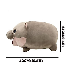 Moo Deng Plush Moo Deng Plushie, 2024 Moo Deng Hippo Plush - 16" Cute Pygmy Hippo Plushie Toy, Soft Baby Hippopotamus Stuffed Animal Pillow for Kids and Adults (1 Pcs)