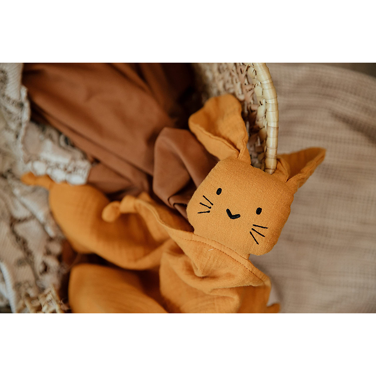 Muslin Lovey for Babies Boy and Girl Baby Gift Board Book Set, Organic Cotton Animal Security Blanket Bunny