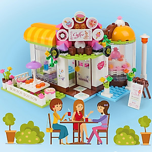 Friends Hair Salon Coffee House Building Kit, Hairdressing Café Shop Building Set with Storage Box, Creative Roleplay Building Blocks Toy Birthday Gifts for Kids Girls Aged 6-12 (1059 Pieces)
