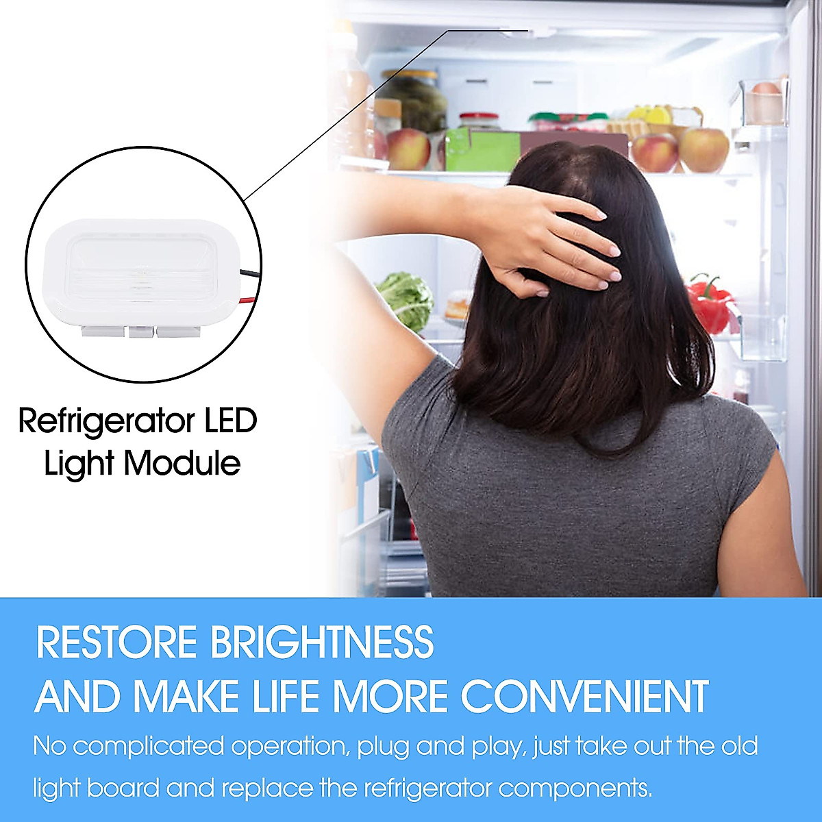 Delixike Refrigerator W10843353 (W11205083, W10695459) 1 LED Module for Whirlpool