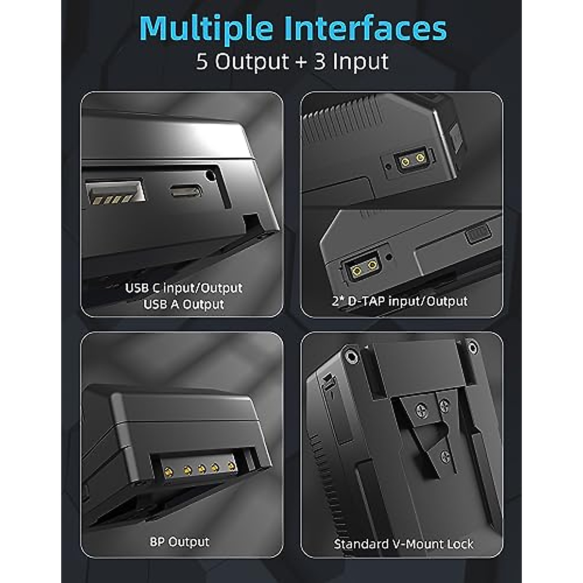 LL LALEADER V Mount Battery 99Wh 6700mAh 14.8V V-Lock Rechargeable Battery 45W PD USB C Fast Charging with BP D-TAP USB-A Multi Outputs for Camera Camcorder Monitor Video Light (99Wh)