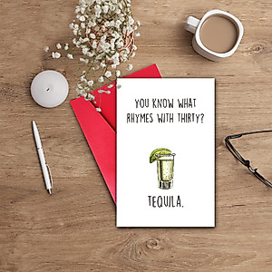 GYYsweetus Funny Tequila 30th Birthday Card, Hilarious 30 Year Old Birthday Gift for Him Her, Turning Thirty Bday Card for Sister Brother Coworker Best Friend