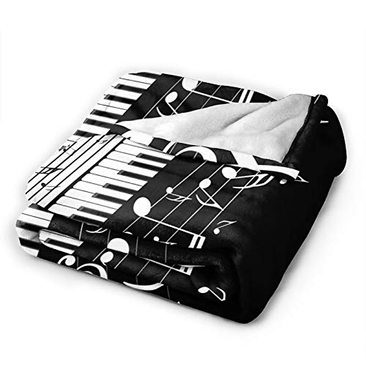 Piano Music Notes Black and White Soft Throw Blanket All Season Microplush Warm Blankets Lightweight Tufted Fuzzy Flannel Fleece Throws Blanket for Bed Sofa Couch 50"x40"