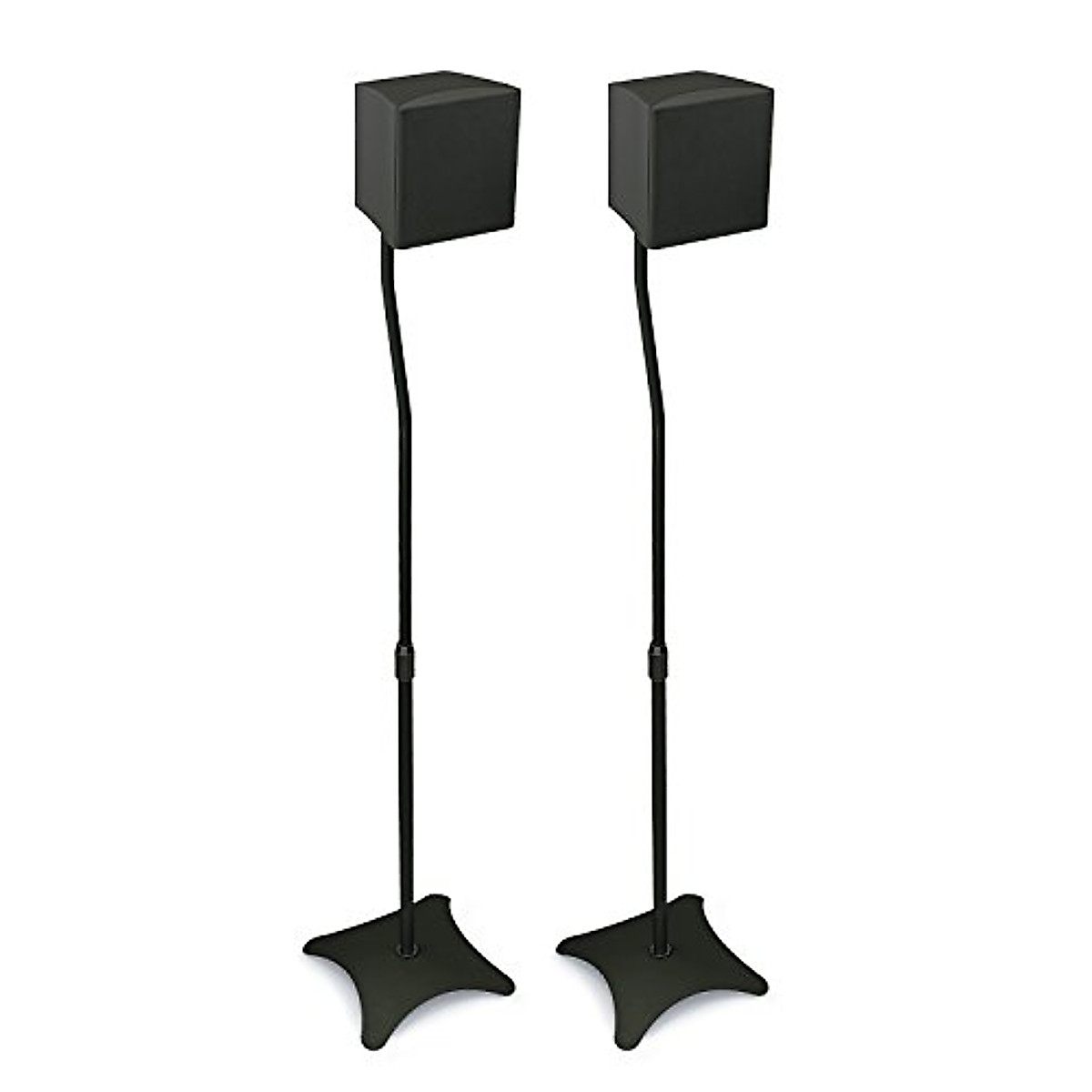 Mount-It! Speaker Floor Stands | Height Adjustable with Cable Management for Satellite, Small Bookshelf & Bluetooth Speakers up to 10 Lbs | Fits Vizio, Polk, Bose, JBL, Sony & Samsung | 1 Pair, Black