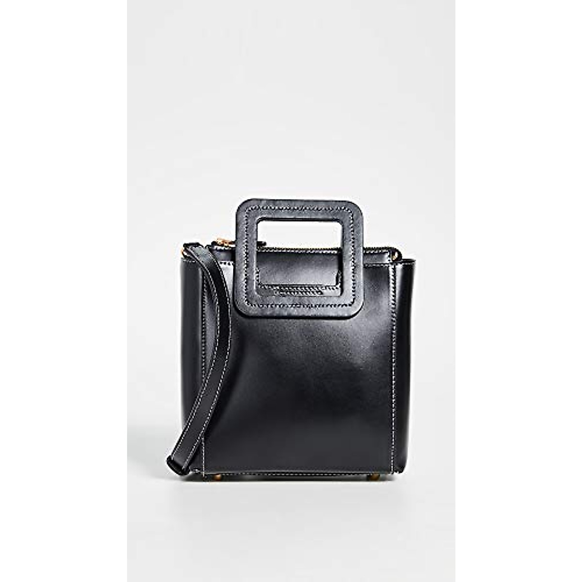 Staud Women's Black Leather Mini Shirley Tote Crossbody Handbag Messenger