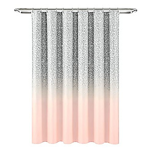 Lush Decor Glitter Ombre Metallic Print Shower Curtain, 72" x 72", Blush & Gray
