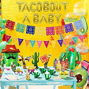 26 PCS Taco Bout a Baby Decoration, Fiesta Baby Shower Decorations Include Taco Bout a Baby Balloons Paper Fans Fiesta Banner Cactus Avocado Foil Balloons for Taco Bout a Baby Shower Decorations