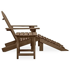Tidyard Patio Adirondack Chair with Ottoman&Table Solid Fir Wood Brown Outdoor Fire Pit Chair Wooden Garden Armchair for Porch Pool Lawn Deck Backyard Balcony Outdoor