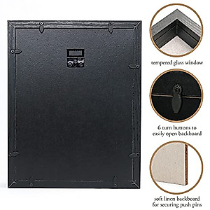 LotFancy Shadow Box Frame, 11x14 Black Display Case, Wooden Picture Frame for Desk, Soft Linen Backboard and Shatter Resistant Glass for Bouquet Photos