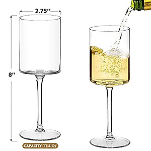 Chouggo Square Wine Glasses Set of 6, Hand Blown Crystal Red Wine or White Wine Glass 11.4Oz - Hand Crafted by Artisans - Gifts for Women, Men, Wedding, Anniversary, Christmas, Birthday