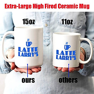 Latte Larry's Coffee Shop Coffee Mug - Funny Cute Graphic Ceramic Coffee Mug Coffee Mugs Tea Cup Fun Novelty Gift 15 oz