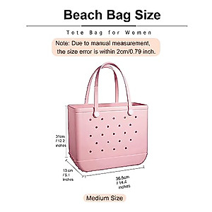 REMEK Tote Bag for Women Medium Beach Bag for Women Portable Travel Bag Handbag for Sports Pool 14.4x12.2x5.1 inches (Light Pink)