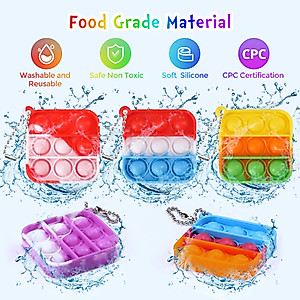 Kids Party Favors Fidget Toys Bulk 30 Pack Mini Pop Fidget Keychain Its Birthday Party Favors for Kids 4-8,8-12 Year Small Kid Classroom Prizes Fidgets It Bubbles Poppers Students Goodie Bag Stuffers