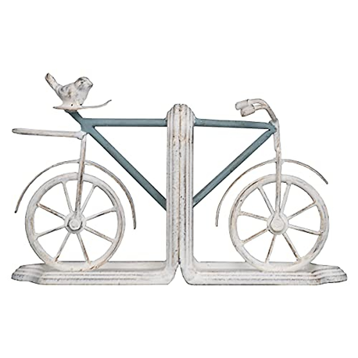 Foreside Home & Garden White Set of 2 Metal Bicycle Bookends FDDD10014, Multi