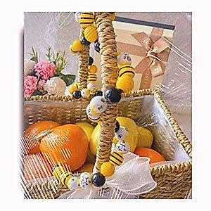 180 Pcs 16mm Bee Wood Beads-Yellow Black White Spring Summer Loose Beads,Bee Honeycomb Wooden Beads for Craft and Jewelry Making,Bee Themed Rustic Beads for Bee Day Tiered Tray Garland Decorations