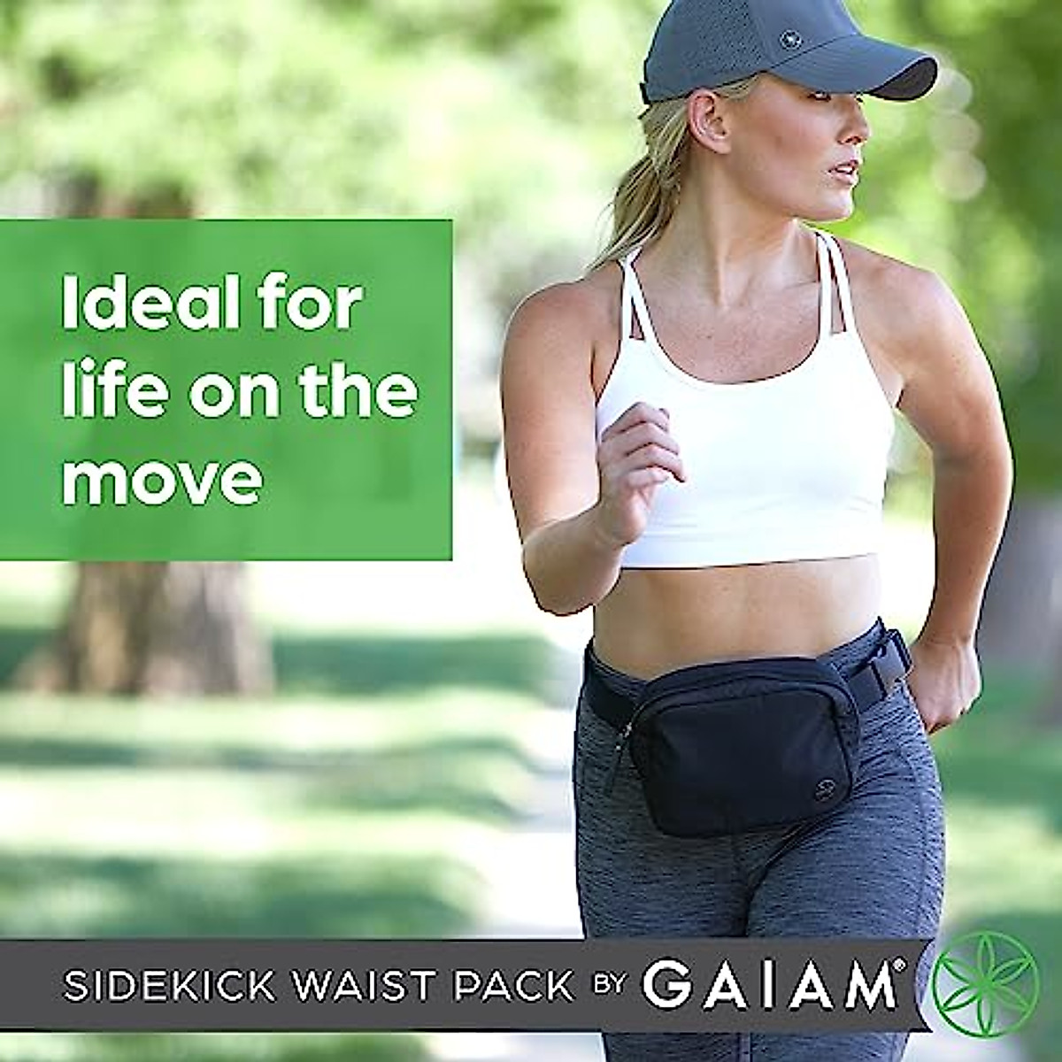 Gaiam Sidekick Waist Pack - Storage Belt Bag for Women And Men - Adjustable Belt With Lightweight Pouch For The Gym & Studio, Dovetail