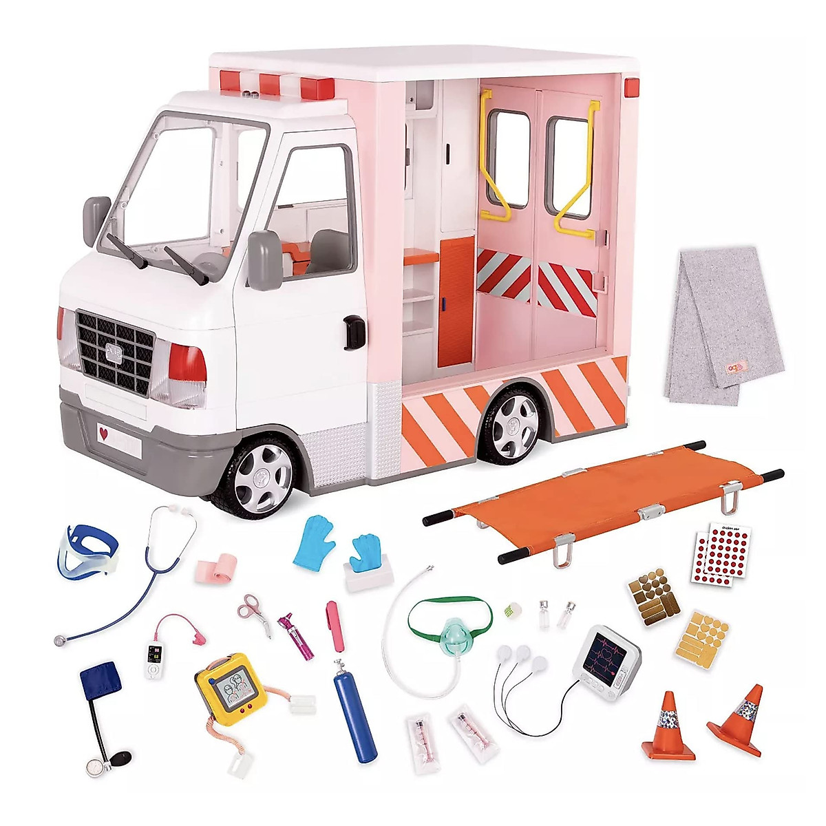 Our Generation Rescue Ambulance Playset with Electronics for 18 Dolls"