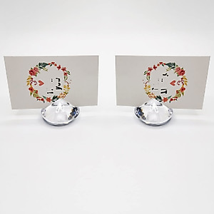 luzen 8Pcs Acrylic Diamond Shape Place Card Holders Wedding Decoration Table Number Card Holder Name Card Picture Memo Note Photo Display Stands Holder for Wedding Birthday Party Favor, Clear